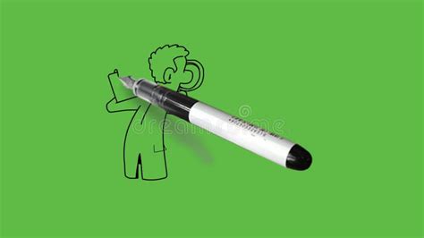 Draw Standing Young Man Lean Forward On Table See Computer Screen