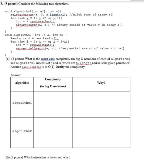 Solved 3 5 Points Consider The Following Two Algorithms