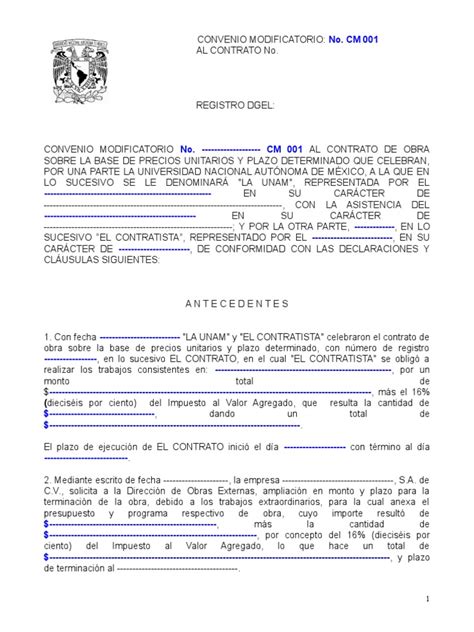 Convenio Modificatorio Contrato Pdf Gobierno Economias