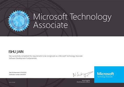 Microsoft Technology Associate Certificate