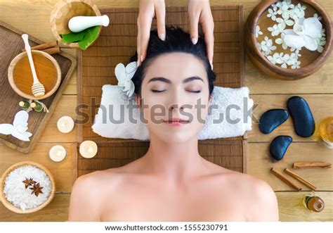Top View Young Woman Getting Head Foto De Stock 1555230791 Shutterstock