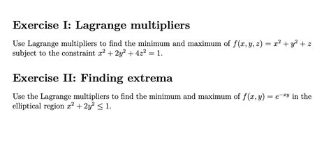 Solved Exercise I Lagrange Multipliers Use Lagrange