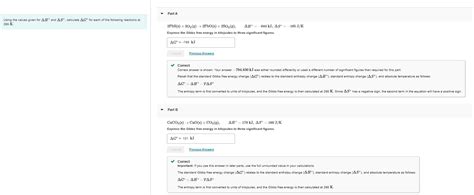 Solved Using the values given for ΔH and ΔS calculate Chegg com