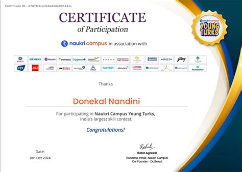 Nandini Donekal On Linkedin Hello Connections I Have Recently Participated In Naukari Campus In