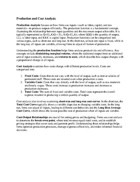 Production Analysis Focuses On How Firms Use Inputs Production And Cost Analysis Production