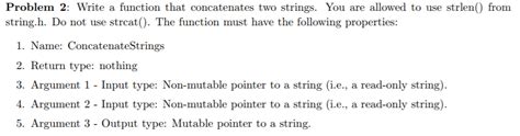 Solved Problem 2 Write A Function That Concatenates Two