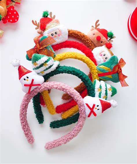 크리스마스 파티 럭셔리 밍크 머리띠 산타 눈사람 트리 루돌프 벨 귀여운 디자인 커플머리띠 에이블리