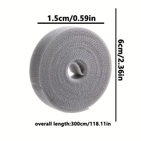 1pc 300cm11811인치 재사용 가능한 고정 테이프 케이블 타이 데이터 케이블 보관 및 분류 후크 Temu Republic Of Korea