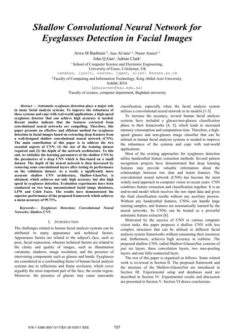 Pdf Shallow Convolutional Neural Network For Eyeglasses Detection In