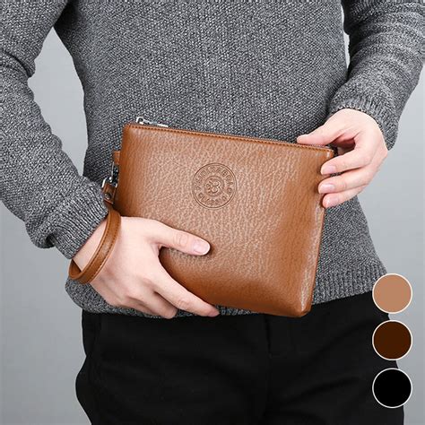 캐주얼 남성 손가방 손목스트랩 부드러운 클러치백 온채널