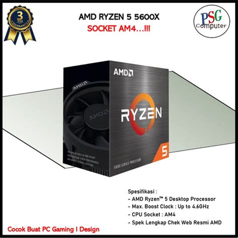 Jual AMD RYZEN 5 5600X 6 Core 4 6 GHz 12 Thread Unlocked AM4 Kota Bandung PSG Computer