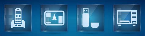 지도 Usb 플래시 드라이브 및 전자 레인지와 전화 Gps 장치를 설정합니다 정사각형 유리 패널 벡터 Usb 케이블에 대한 스톡 벡터 아트 및 기타 이미지 Istock