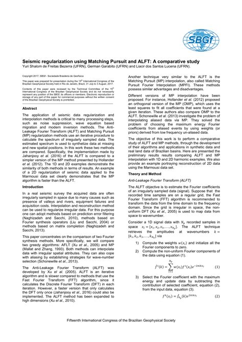 Pdf Seismic Regularization Using Matching Pursuit And Alft A