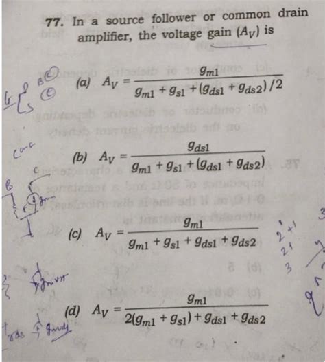 Solved 77 In A Source Follower Or Common Drain Amplifier