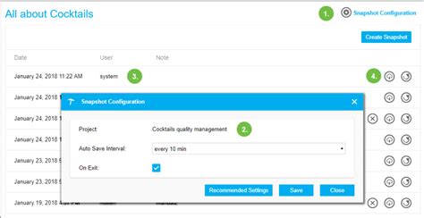 The Snapshot Configuration Dialog