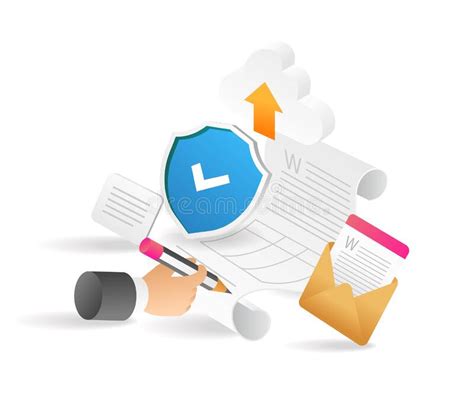 Flat Isometric 3d Illustration Cloud Transaction Security Stock