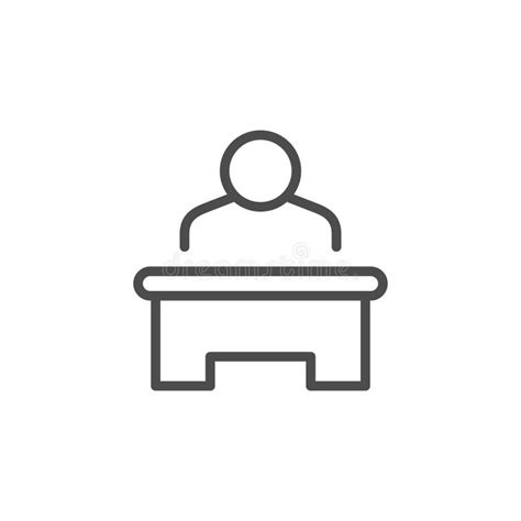 Desk Line Icons Collection Workspace Organizer Computer Station Table Cabinet Drawer