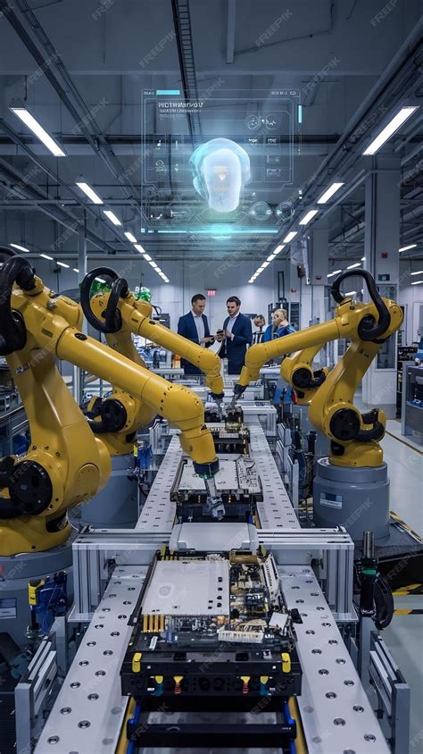 Electronics Factory Assembly Line Digitalization Automated Robot Arms Manufacturing Advanced