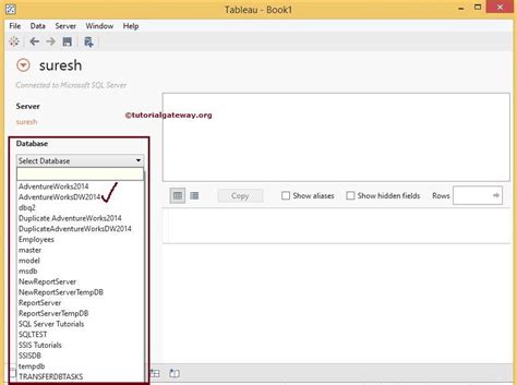 connecting tableau to sql server