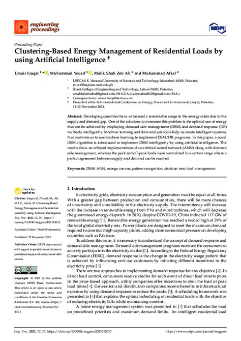 Pdf Clustering Based Energy Management Of Residential Loads By Using