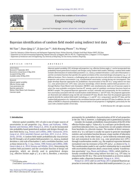Bayesian Identification Of Random Field Model Using Indi 2016 Engineering Ge Dpm Pdf Normal