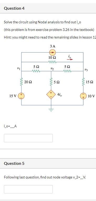 Solved Question 4 Solve The Circuit Using Nodal Analysis To Chegg Com