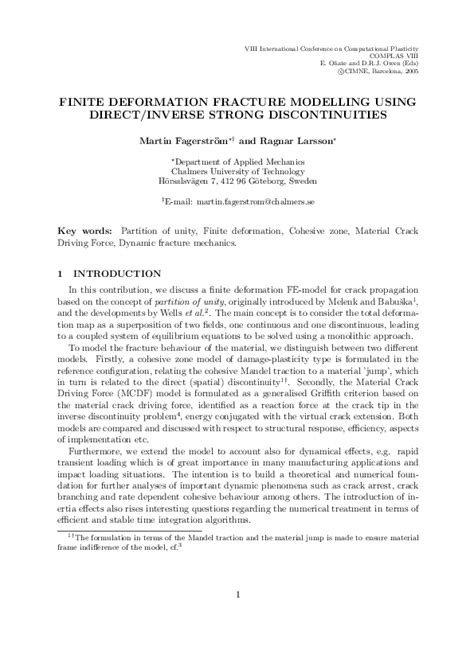Pdf Fracture Modelling With Strong Discontinuities