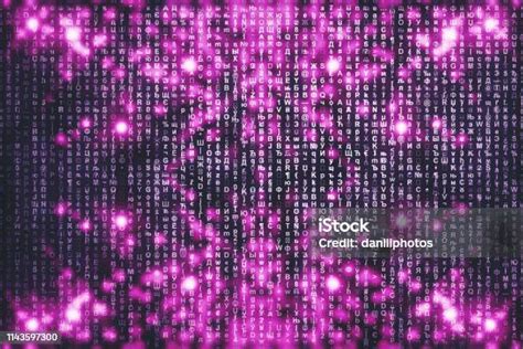 Pink Matrix Digital Background Abstract Cyberspace Concept Characters Fall Down Matrix From