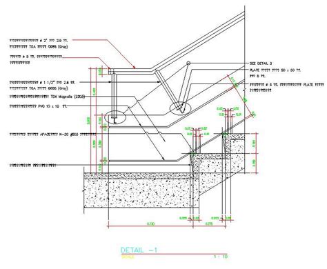 A Staircase Cut Section Details And Stair Concrete Reinforcement Details Are Given Download The