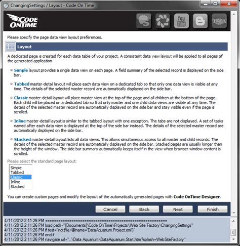 Code On Time Development Refreshing Project Settings