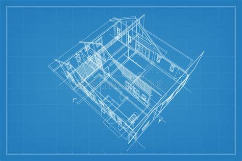 3d Render Of Building Wireframe Structure Perspective Wireframe Of House Exterior Abstract