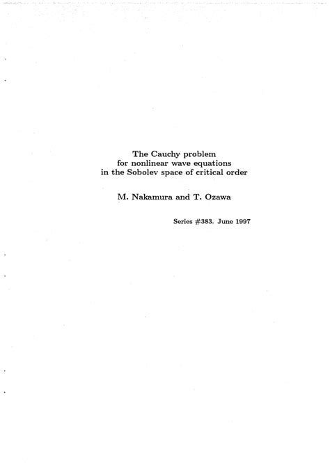 Pdf The Cauchy Problem For Nonlinear Wave Equations In The Sobolev
