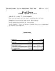 Final Sample Pdf CSE MAT Analysis Of Algorithms Spring Date May Final