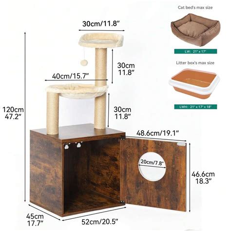 Yitahome Litter Box Enclosure With Cat Tree And Tower 4 In 1 Separable
