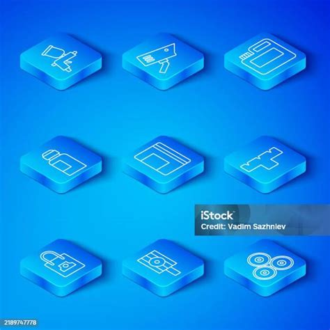 스프레이 캔 노즐 캡 나선형 노트북 마커 펜 부착물 페인트 구 아슈 항아리 염료 스프레이 건 및 아이콘을 설정합니다 벡터 3차원 형태에 대한 스톡 벡터 아트 및 기타 이미지