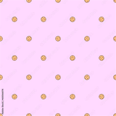 Cookies Pixel Art Pattern Seamless 8 Bit Food Background Pixelated Texture Stock Vector