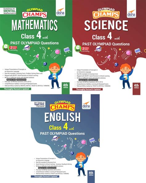 Olympiad Champs Science Mathematics English Class 4 With Past