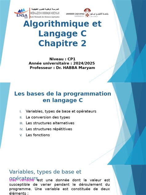 Chapitre 2 Les Bases De La Programmation En Langage C Pdf