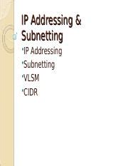 IP Addressing And Subnetting Ppt IP Addressing Subnetting IP Addressing Subnetting VLSM CIDR