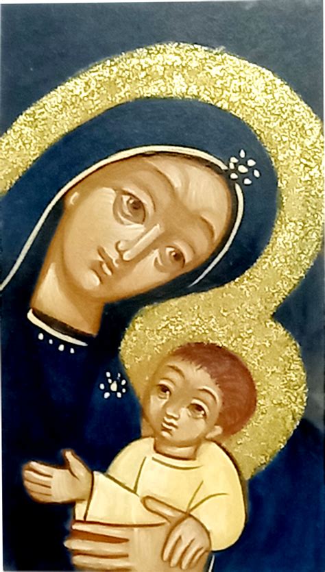 Tavola Iconografica Dipinta ” Vergine Manto Blu Kreartbags