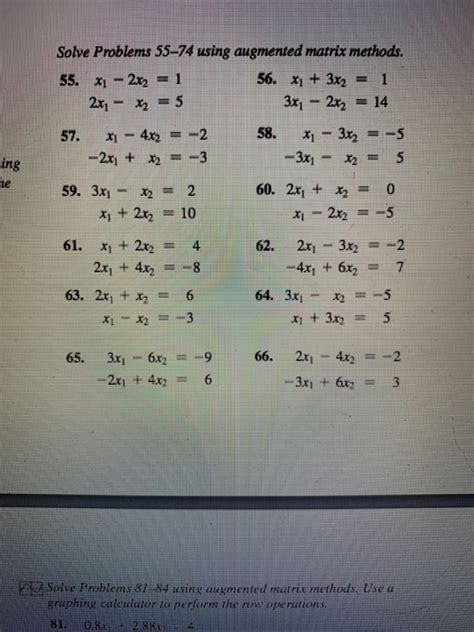 solved ing solve problems 55 74 using augmented matrix