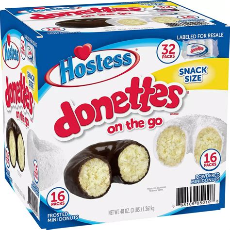 Hostess Mini Powered Donettes And Frosted Chocolate Mini Donettes 32 Ct