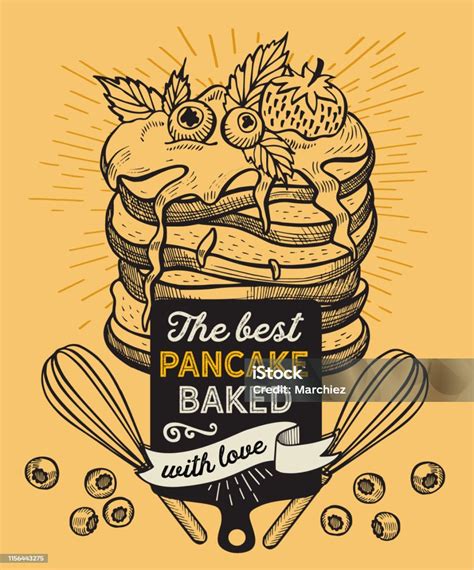 와플 팬케이크 빈티지 배경에 레스토랑에 대 한 크레이프 그림 음식 카페와 빵집에 대한 벡터 손으로 그린 디저트 아이콘 글자와 낙서 그래픽 과일 디자인 낙서 드로잉에 대한