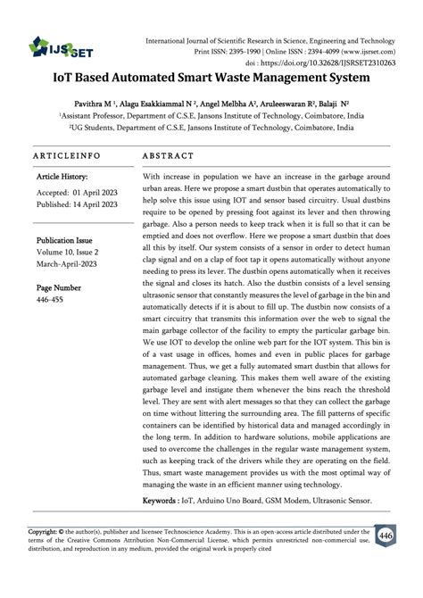PDF IoT Based Automated Smart Waste Management System