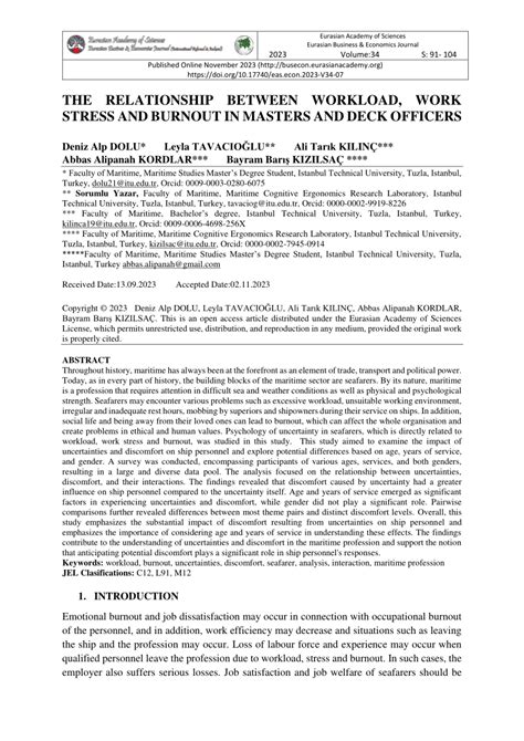Pdf The Relationship Between Workload Work Stress And Burnout In