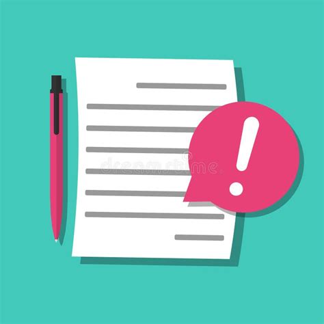 Document Error Warning Text File And Notification Flat Design Exclamation Mark On Document