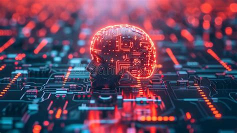 Circuit Symphony Illuminated Brain Generative AI Stock Illustration
