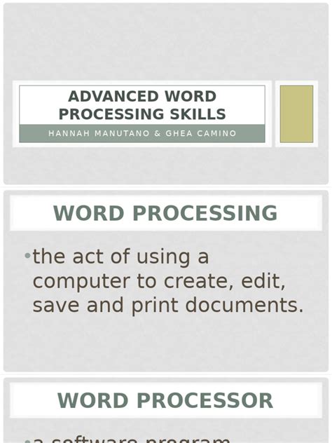 advanced word processing skills pdf