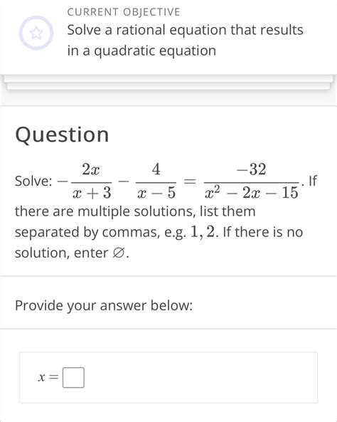 Solved Current Objectivesolve A Rational Equation That