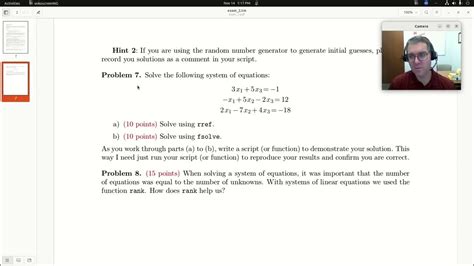 Solving A System Of Linear Equations With Matlab Rref And Fsolve Youtube